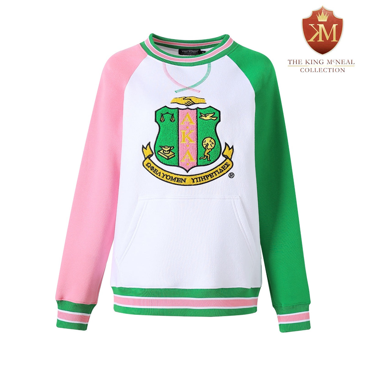 AKA Crest White Opp Sleeve Chenille Crewneck (Unisex Size) – The King ...