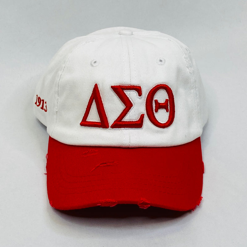 “ΔΣΘ” Delta Sigma Theta White & Red Hat – The King McNeal Collection