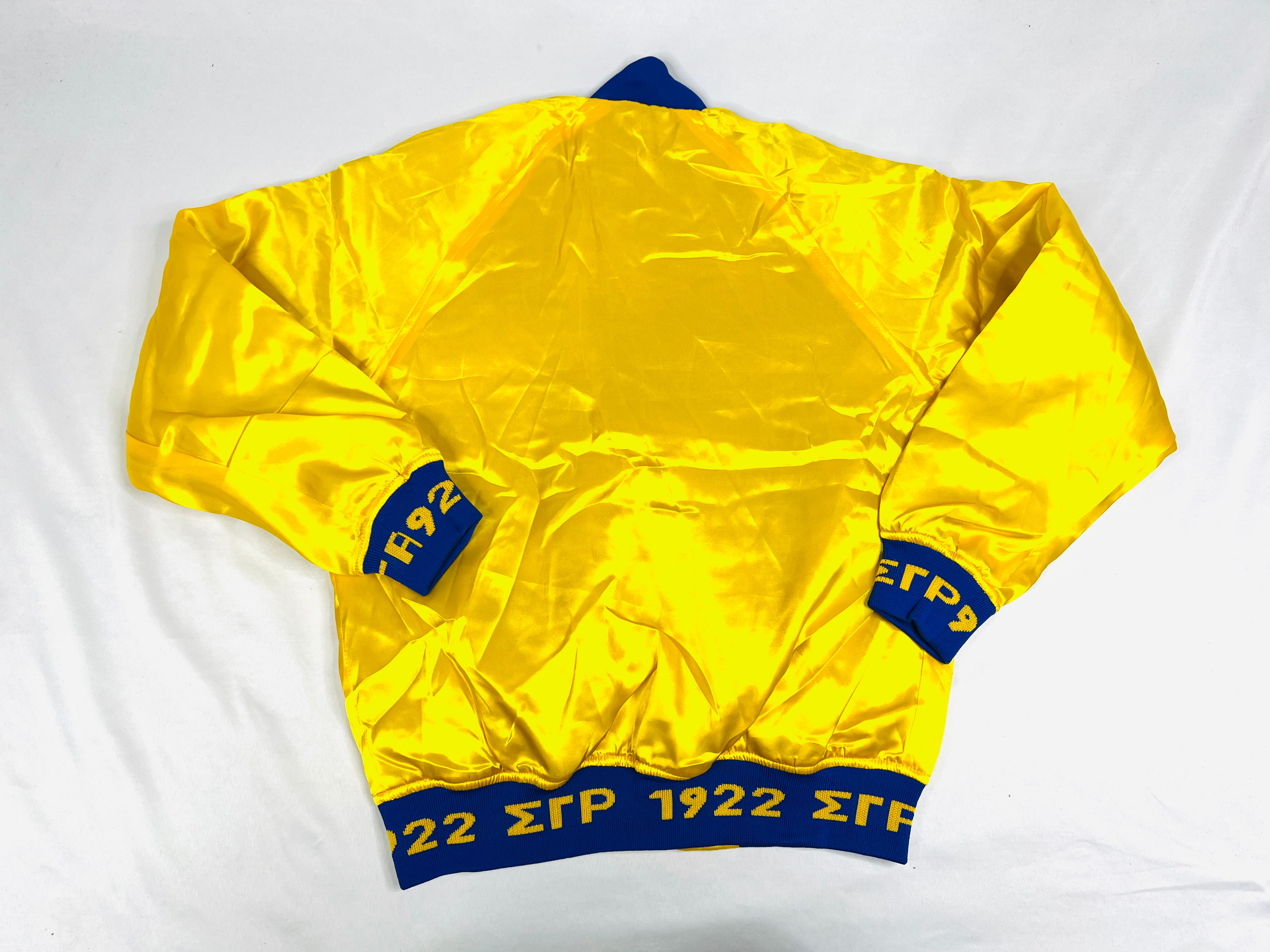 SGRho Gold Satin Bomber Jacket Custom Ribbon And Lining – The King ...